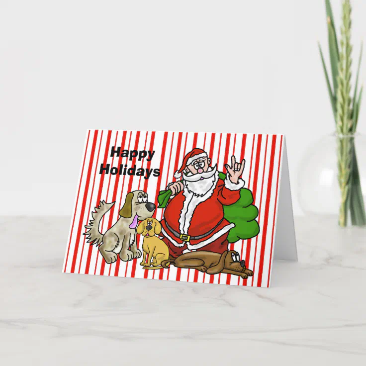 Santa and Dogs ASL Christmas Card | Zazzle