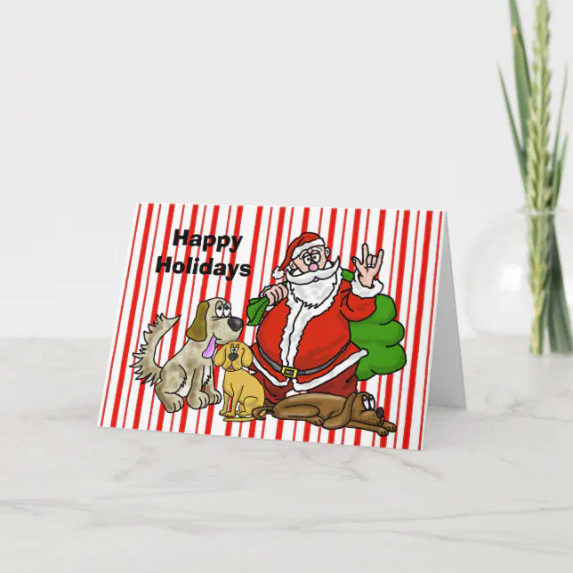Santa and Dogs ASL Christmas Card | Zazzle