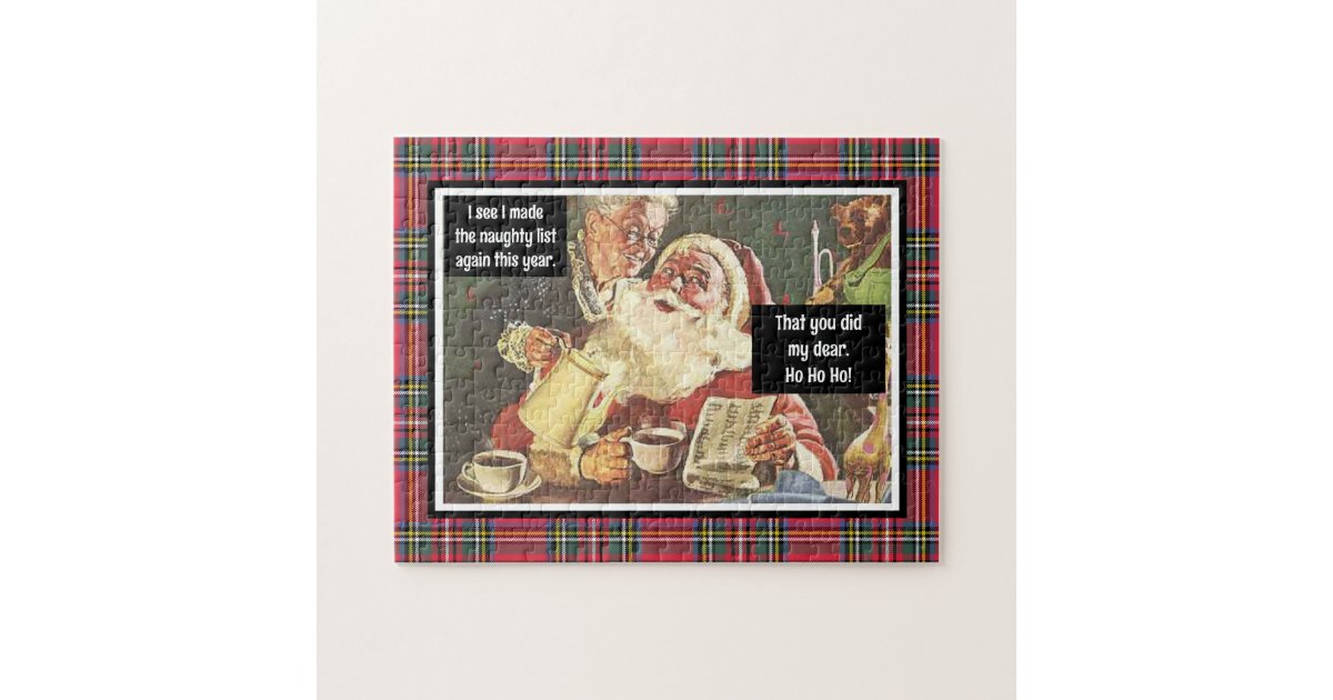 Santa And Mrs Claus Naughty And Nice Vintage Funny Jigsaw Puzzle Zazzle