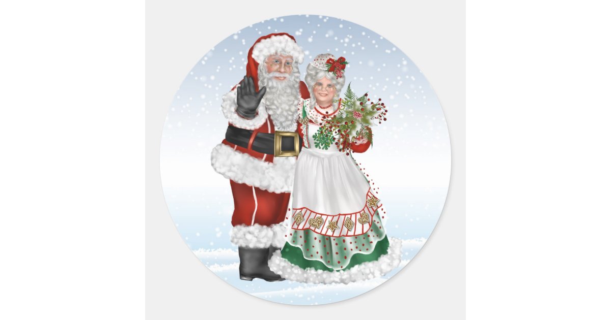 Santa and Mrs. Claus Sticker | Zazzle