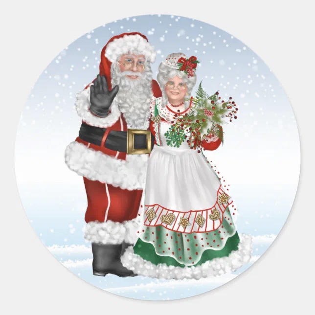 Santa and Mrs. Claus Sticker | Zazzle