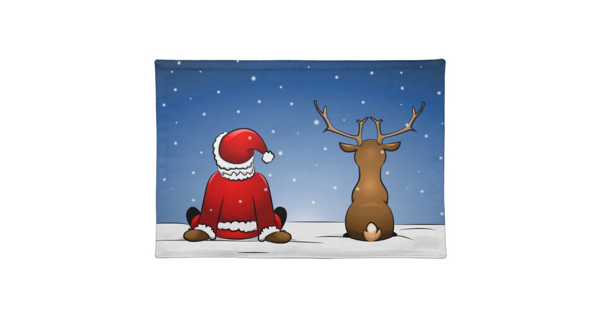 Santa and Rudolph Placemat | Zazzle