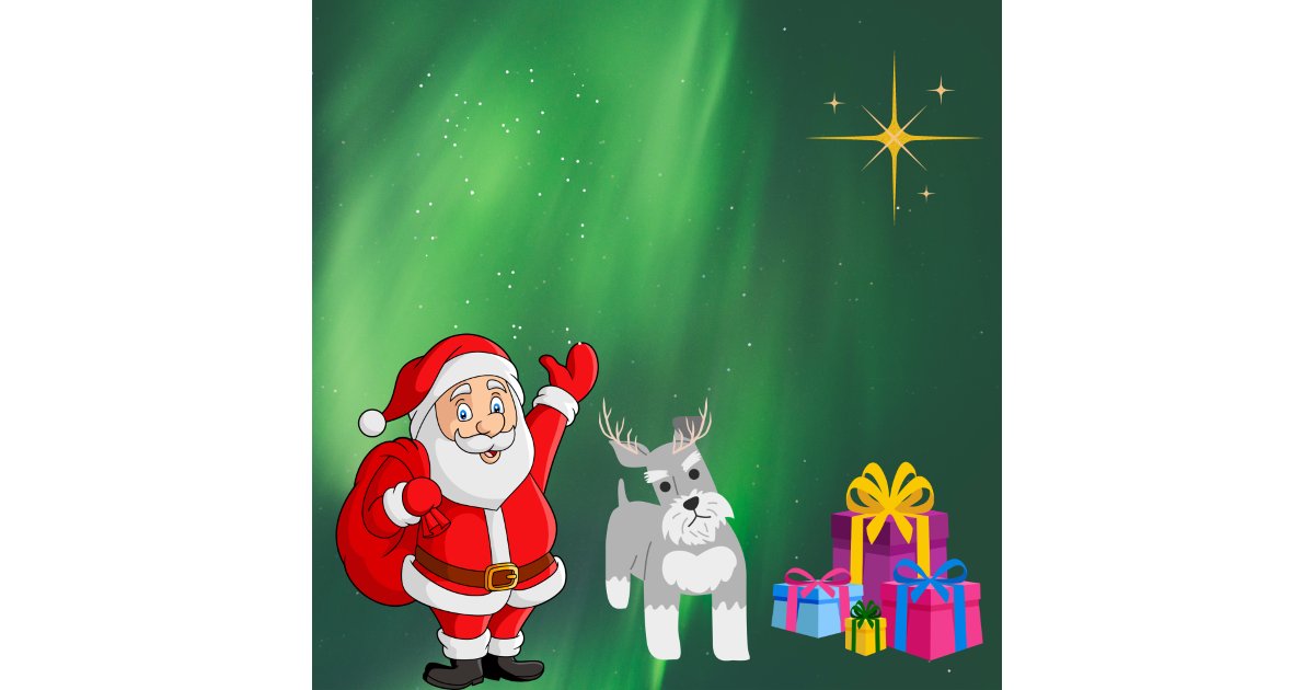 SANTA AND SCHNAUZER CUSTOM CHRISTMAS CARD | Zazzle