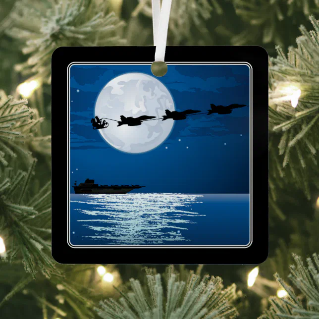 Santa and Super Hornets F/A-18 Jets Christmas Metal Ornament | Zazzle
