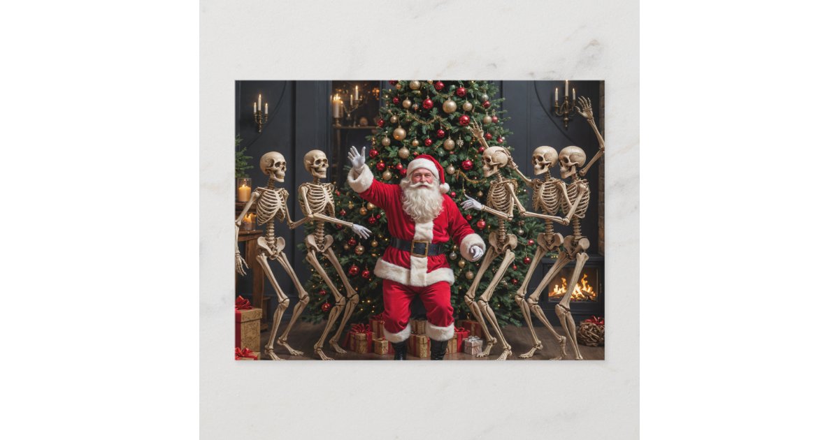 Santa and the Dancing Skeletons Postcard | Zazzle