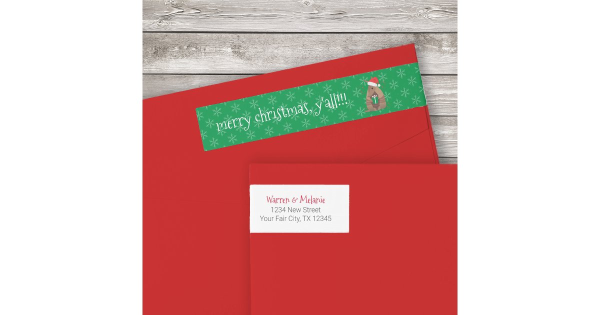 Santa Armadillo Wraparound Address Label | Zazzle
