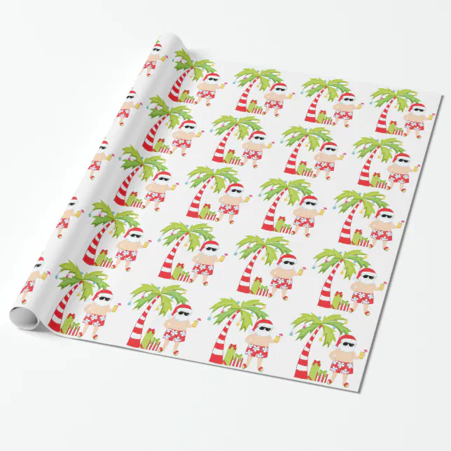 Santa at the Beach Christmas Wrapping Paper | Zazzle