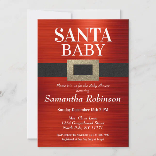 Santa Baby Baby Shower Christmas Gender Neutral Invitation | Zazzle