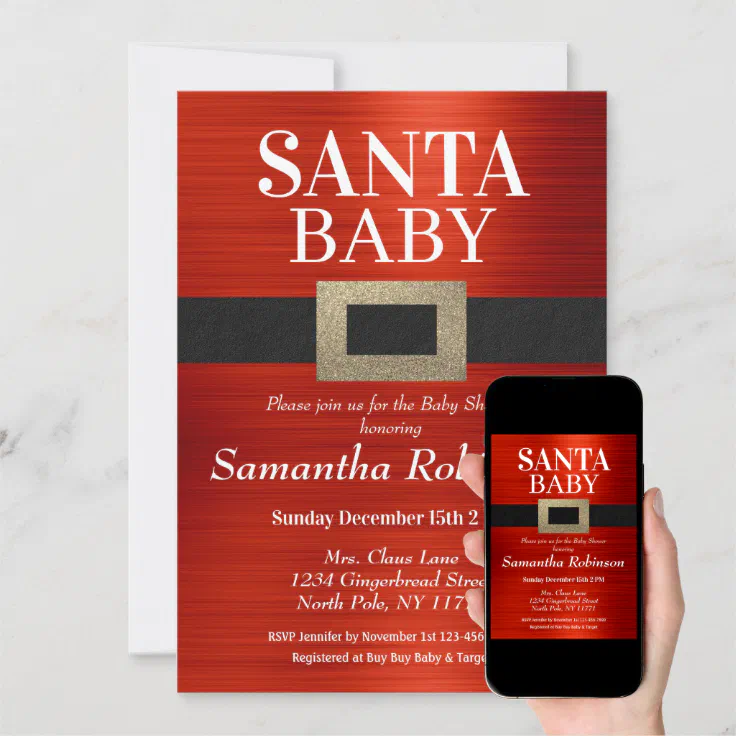 Santa Baby Baby Shower Christmas Gender Neutral Invitation | Zazzle