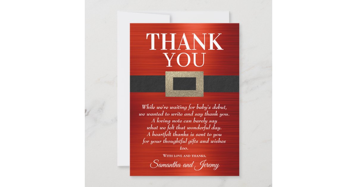 Santa Baby Baby Shower Christmas Gender Neutral Thank You Card | Zazzle