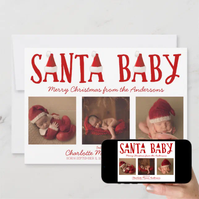 Santa Baby Christmas Baby Announcement | Zazzle