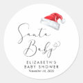 Santa Baby Christmas Baby Shower Classic Round Sticker | Zazzle