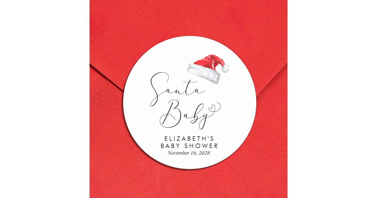 Santa Baby Christmas Baby Shower Classic Round Sticker | Zazzle