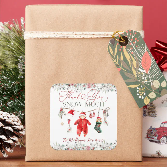 Santa Baby Christmas Baby Shower Gender Neutral Square Sticker | Zazzle