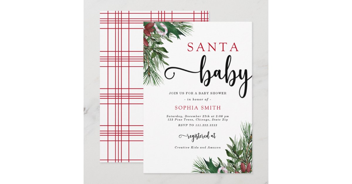 Santa baby christmas baby shower Invitation | Zazzle