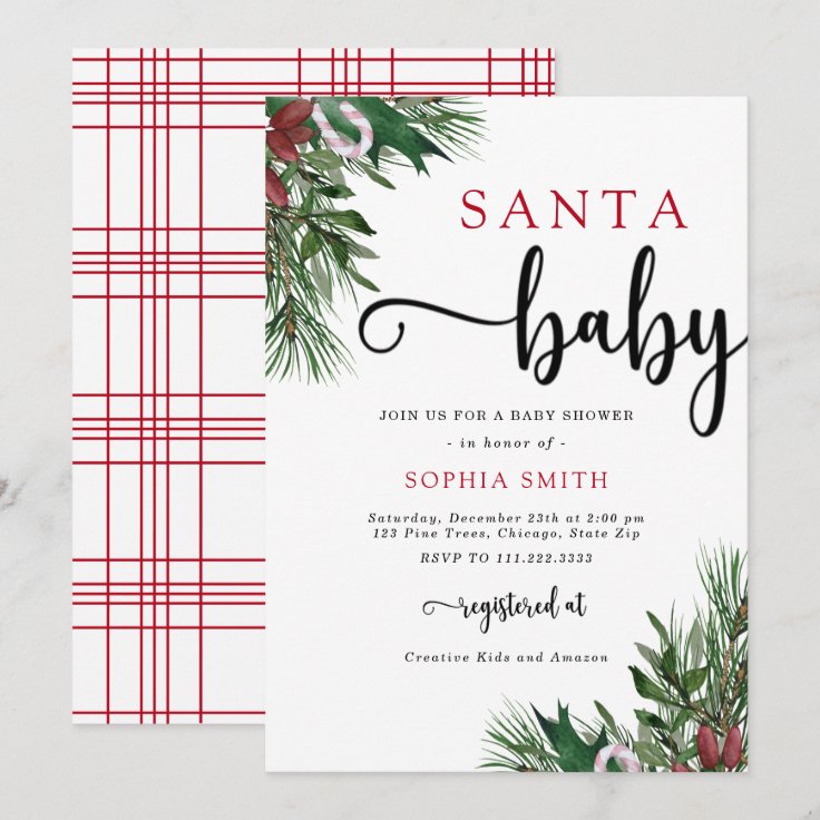 Santa baby christmas baby shower Invitation | Zazzle