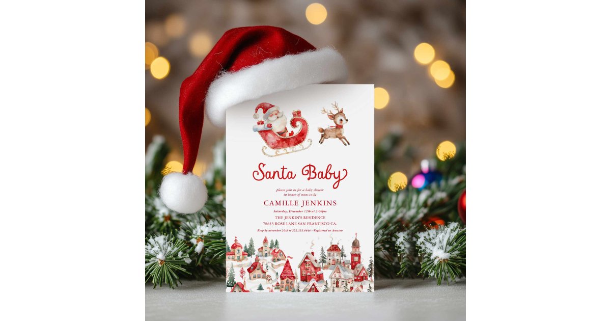 Santa Baby Christmas Baby Shower Invitation | Zazzle
