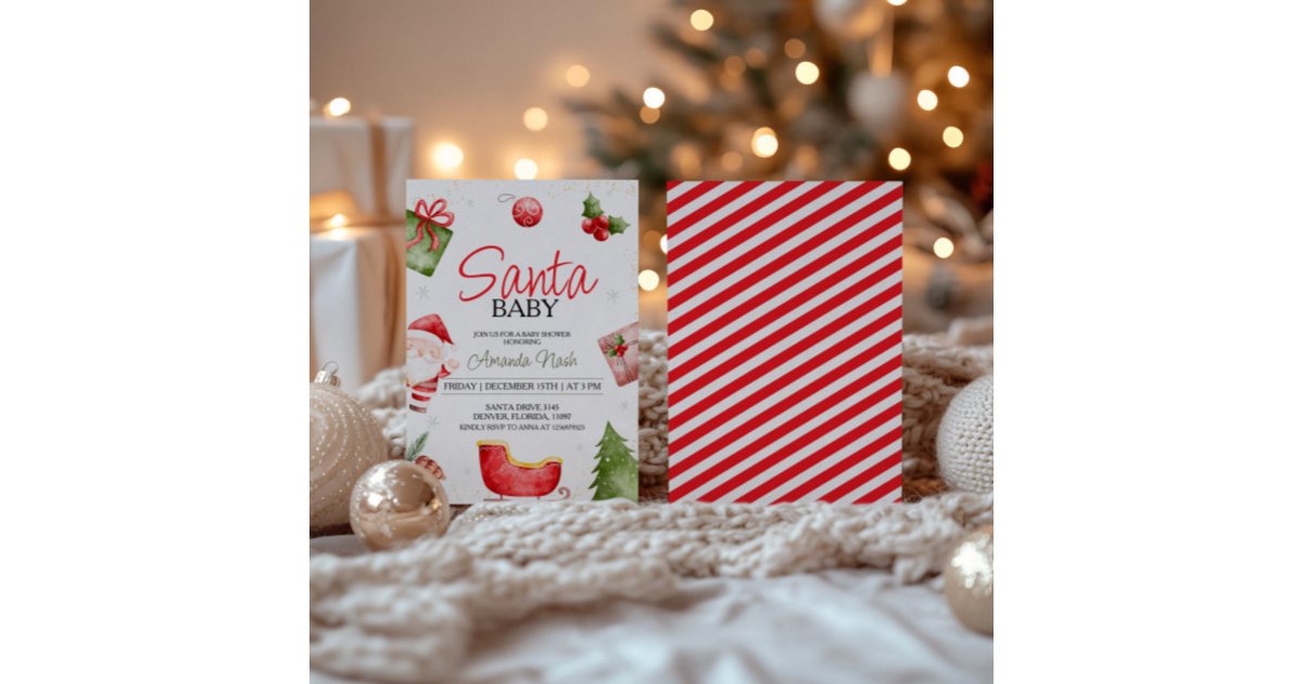 Santa Baby Christmas Baby Shower Invitation | Zazzle