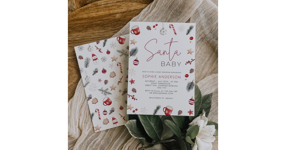 Santa Baby Christmas Baby Shower Invitation | Zazzle