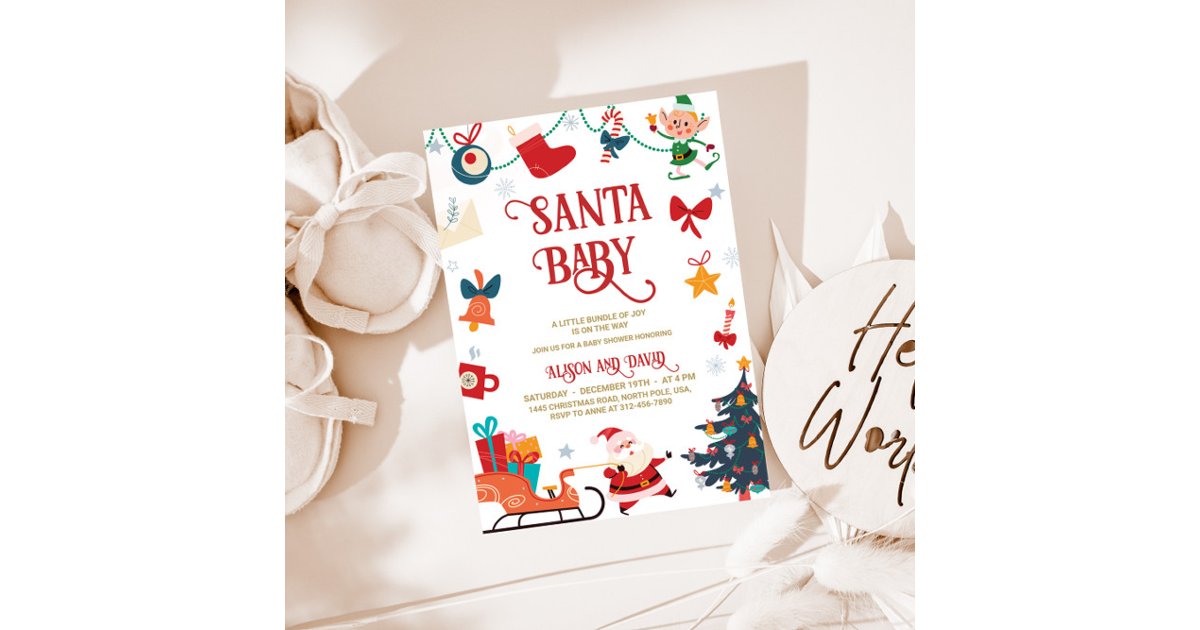Santa Baby Christmas Baby Shower Invitation | Zazzle