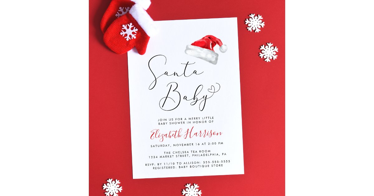 Santa Baby Christmas Baby Shower Invitation | Zazzle