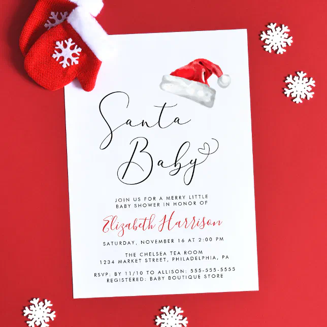 Santa Baby Christmas Baby Shower Invitation | Zazzle