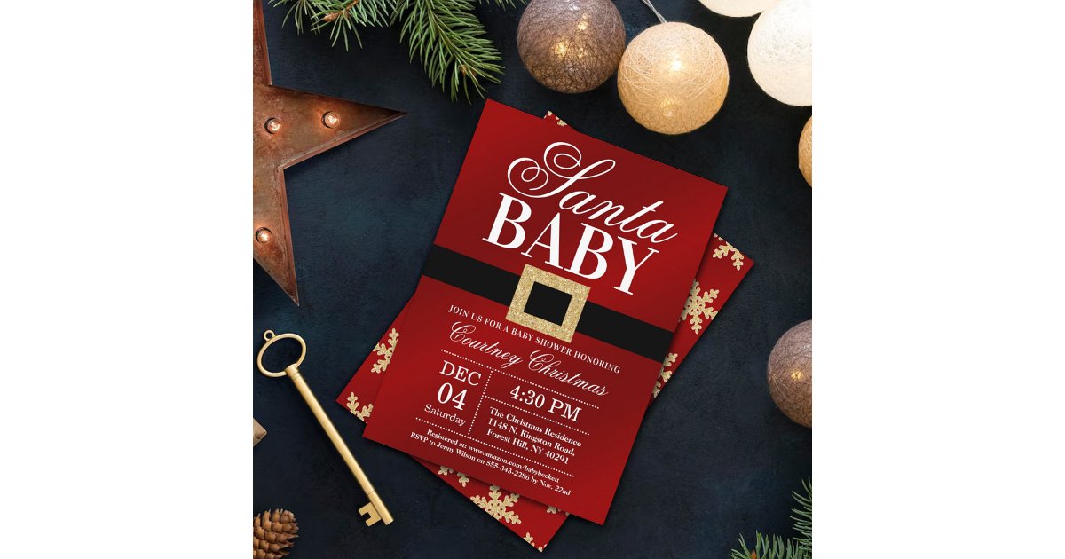 Santa Baby | Christmas Baby Shower Invitation | Zazzle