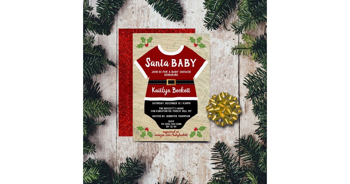 Santa Baby | Christmas Baby Shower Invitation | Zazzle
