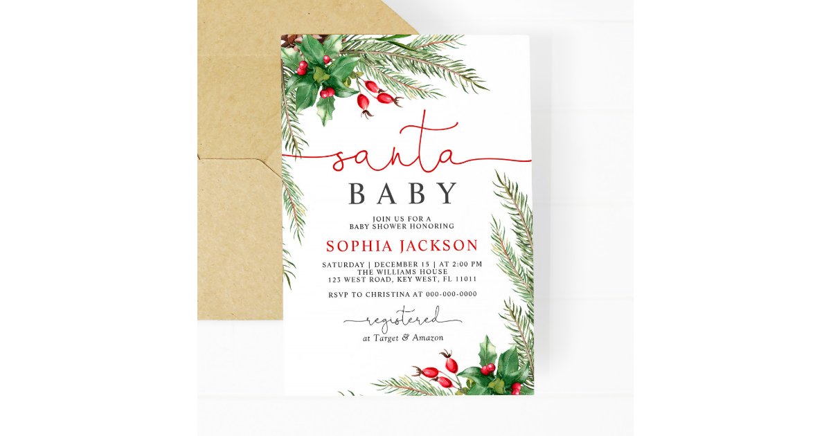 Santa Baby Christmas Baby Shower Invitation | Zazzle