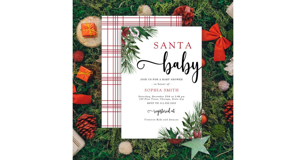 Santa baby christmas baby shower Invitation | Zazzle
