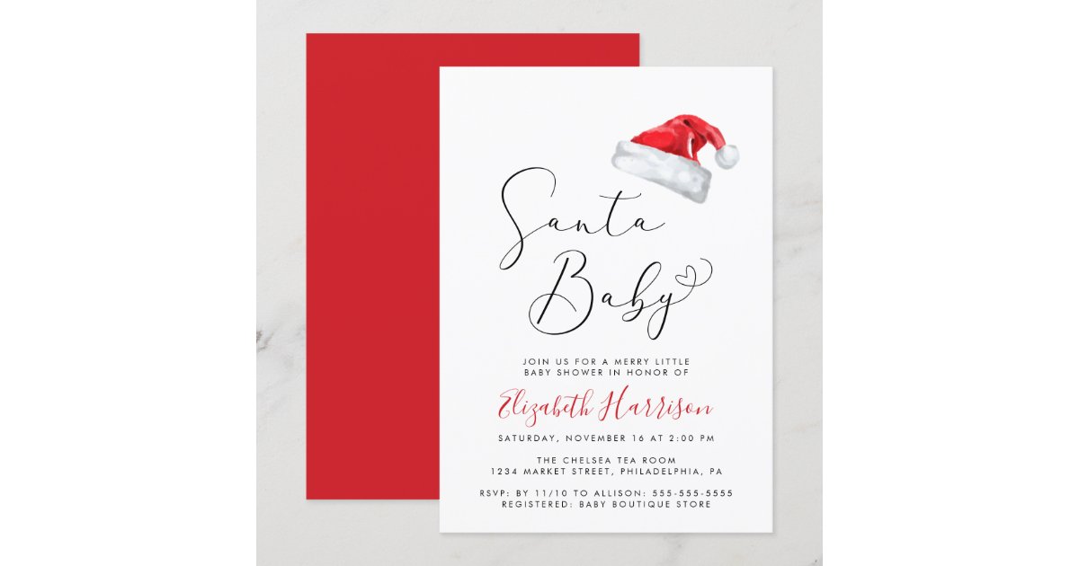 Santa Baby Christmas Baby Shower Invitation | Zazzle