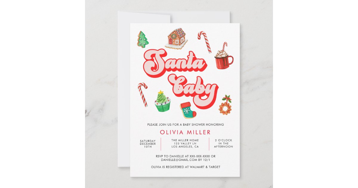 Santa Baby Christmas Baby Shower Invitation | Zazzle