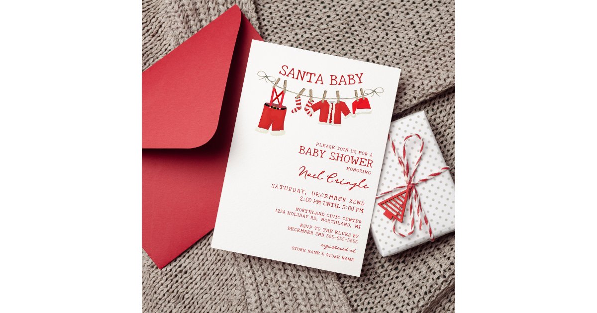 Santa Baby Christmas Baby Shower Invitations | Zazzle
