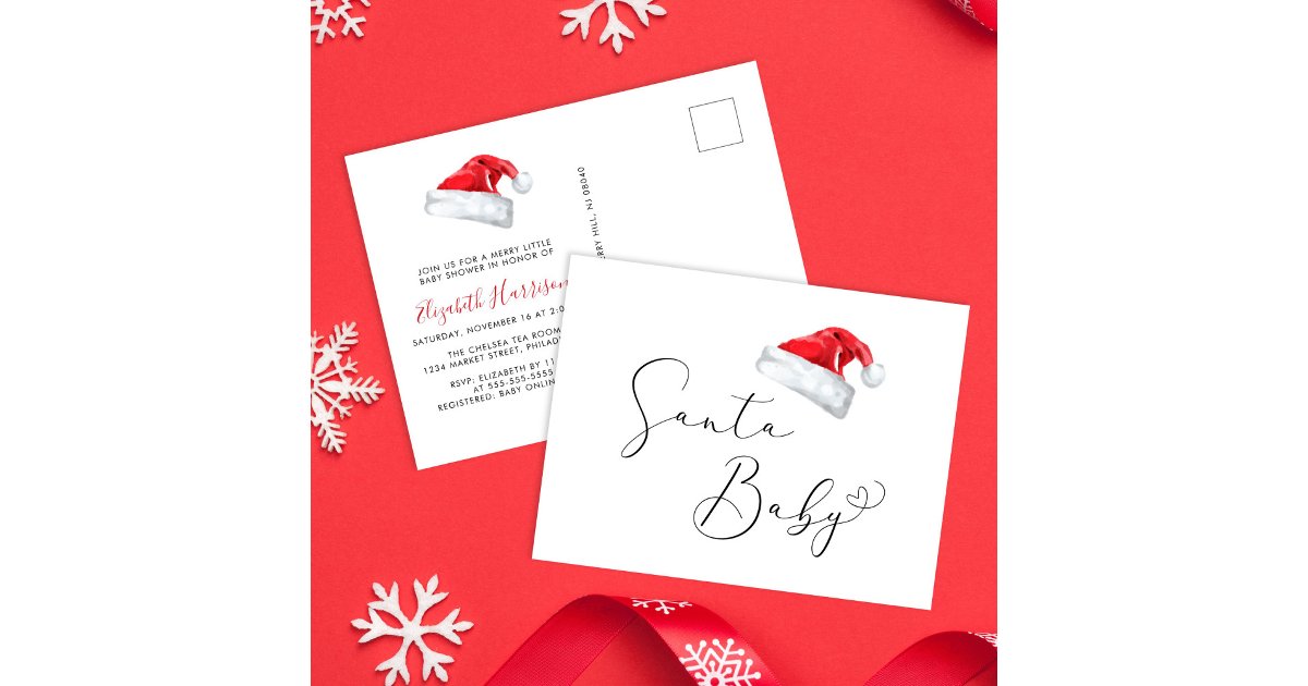 Santa Baby Christmas Baby Shower Postcard | Zazzle