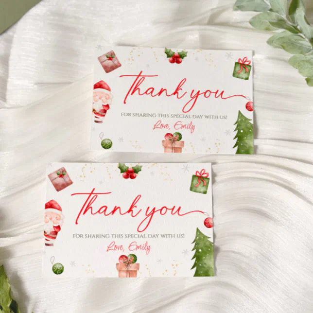 Santa Baby Christmas Baby Shower Thank You Card | Zazzle