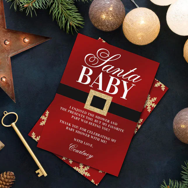Santa Baby | Christmas Baby Shower Thank You Card | Zazzle