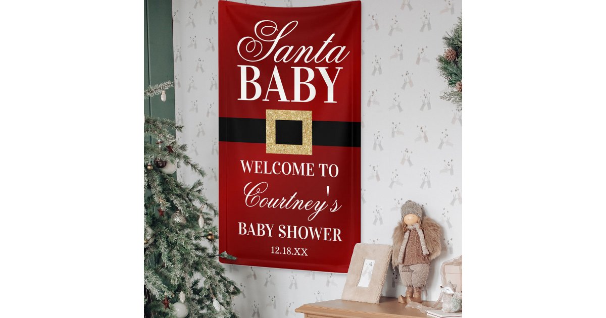 Santa Baby | Christmas Baby Shower Welcome Banner | Zazzle