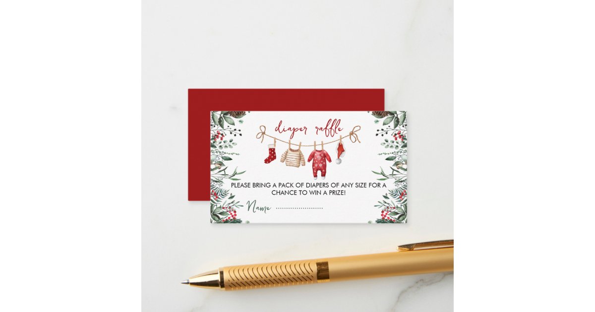 Santa Baby Christmas Diaper Raffle Baby Shower Enclosure Card | Zazzle