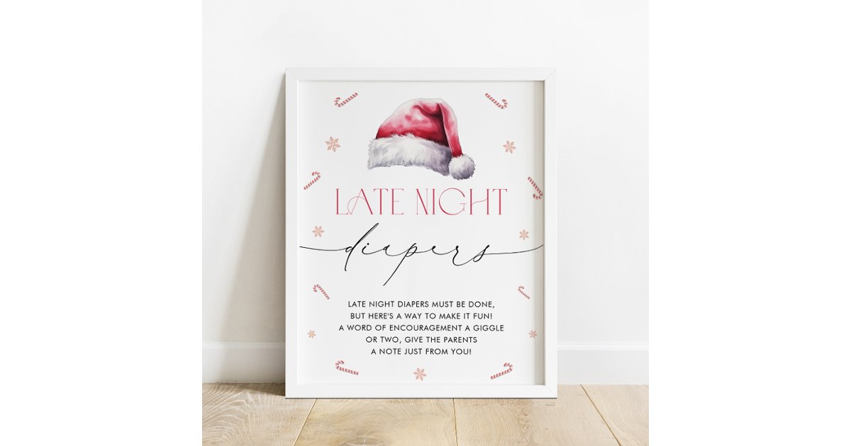 Santa Baby Christmas Late Night Diapers Poster | Zazzle