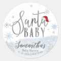 Santa Baby Christmas Winter Baby Shower Classic Round Sticker | Zazzle