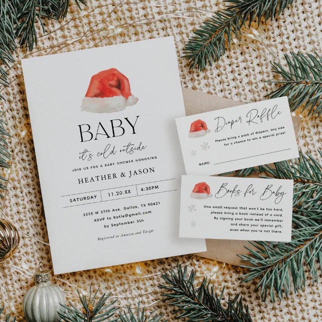 Santa Baby Cold Outside Cozy Winter Baby Shower Invitation | Zazzle