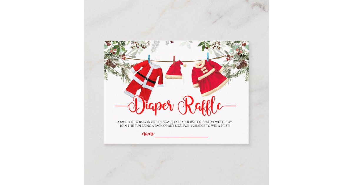 Santa Baby Diaper Raffle Enclosure Card | Zazzle