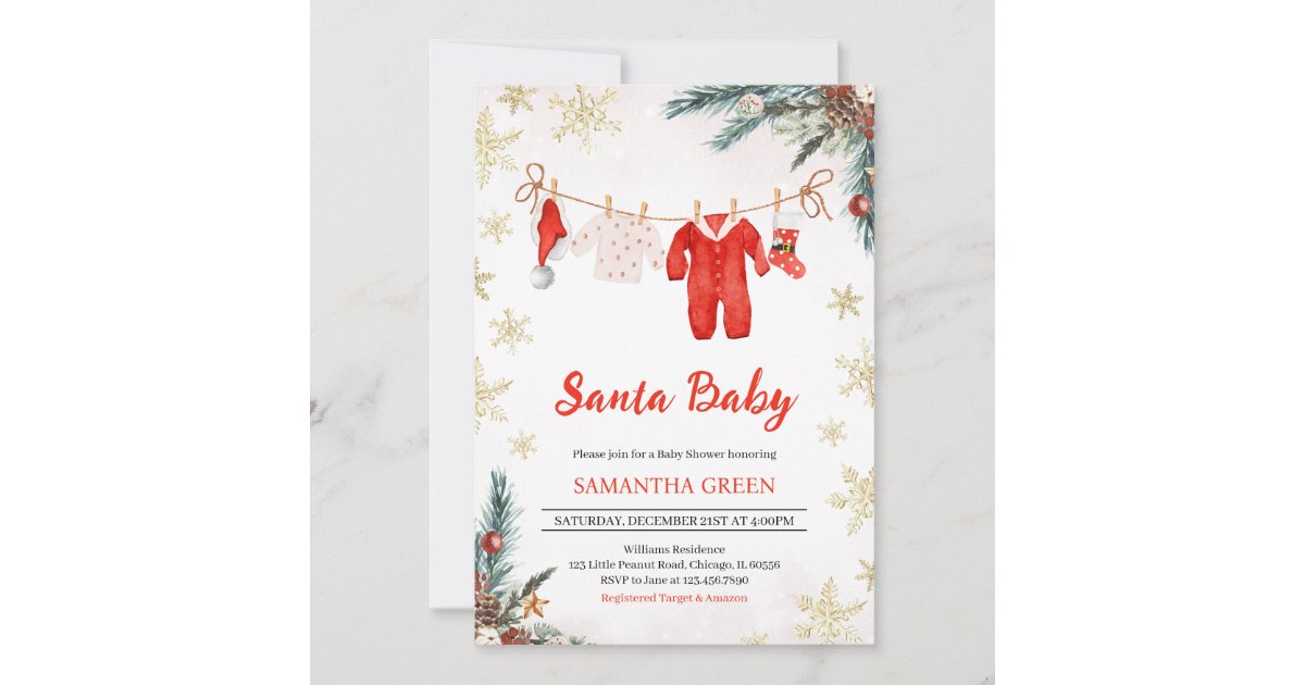 Santa Baby Gender Neutral Baby Shower Invitation | Zazzle
