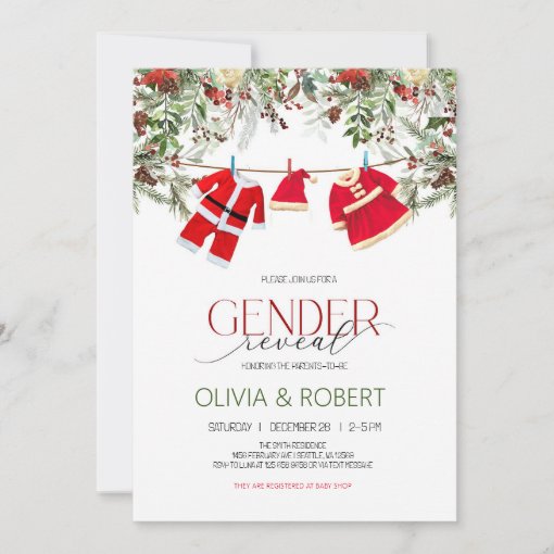 Santa Baby Gender Reveal Invitation | Zazzle