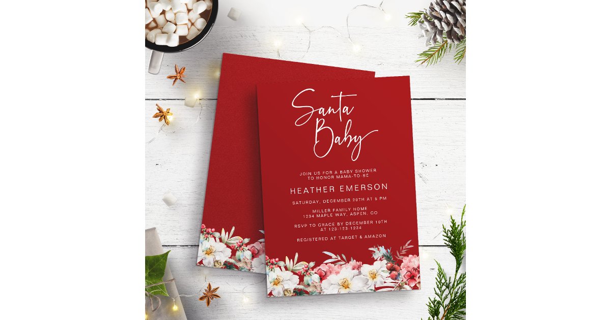 Santa Baby Holiday Baby Shower Invitation | Zazzle