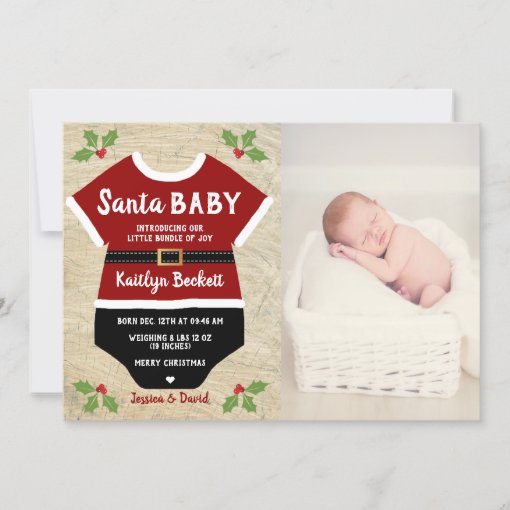 Santa Baby | Photo Christmas Birth Announcement | Zazzle