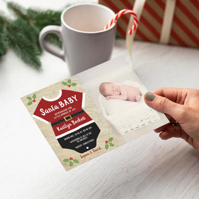 Santa Baby | Photo Christmas Birth Announcement | Zazzle