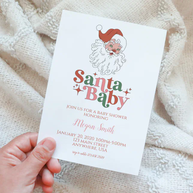 Santa Baby Retro Baby Shower Invitation | Zazzle