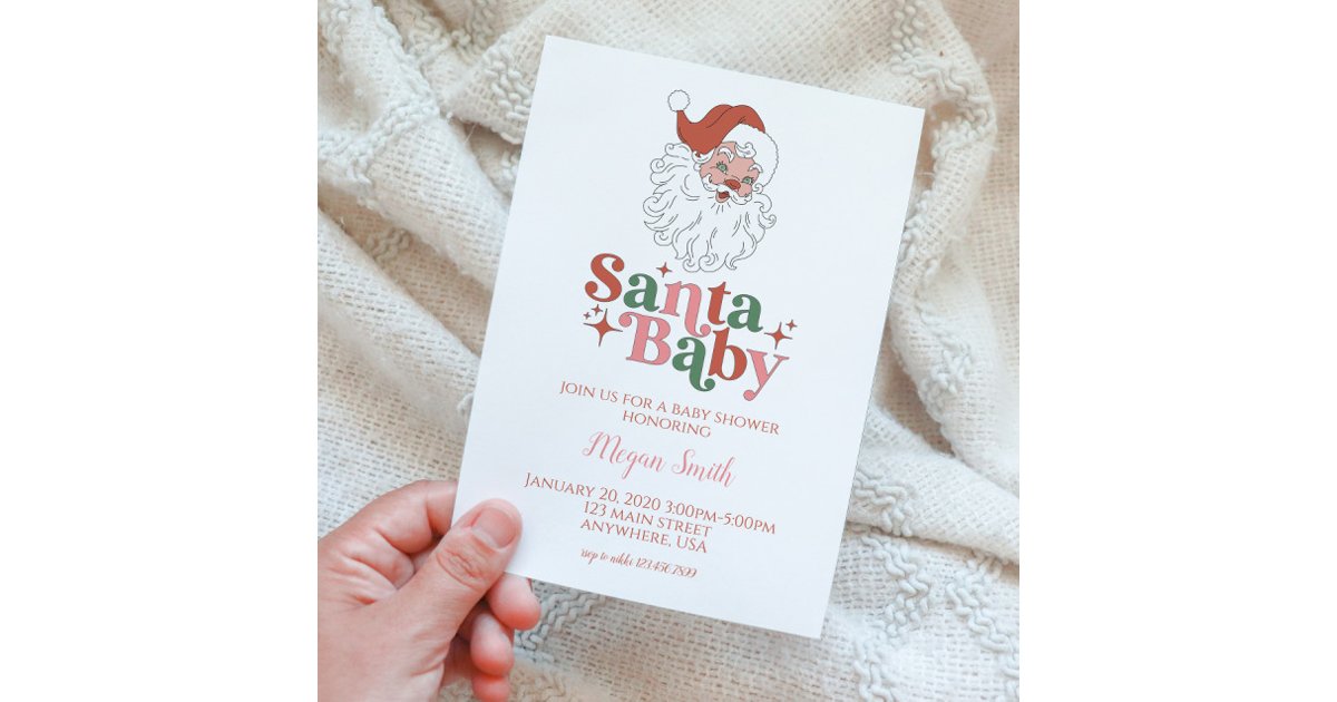 Santa Baby Retro Baby Shower Invitation | Zazzle