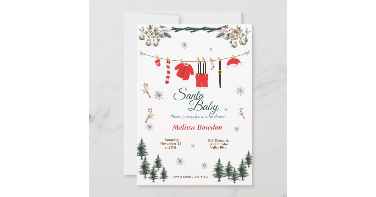 Santa Baby Shower Invitation - Christmas Theme | Zazzle
